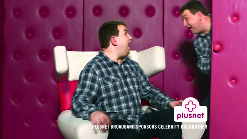 Joe scares himself from behind the Big Brother Diary room door ...