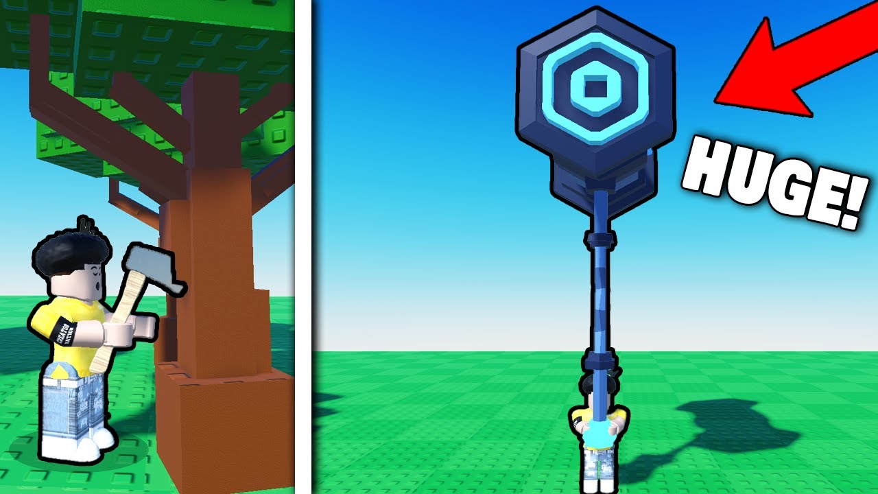 Cutting Trees With BIGGEST Weapon In Roblox Cut Trees - YouTube