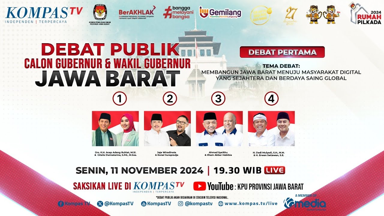 LIVE | Debat Publik Pertama Calon Gubernur dan Wakil Gubernur Jabar ...