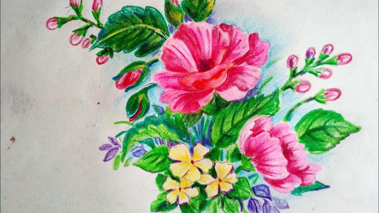 Pastal Colour Drawing 🎨 || Flower 🌺 || फूल - YouTube