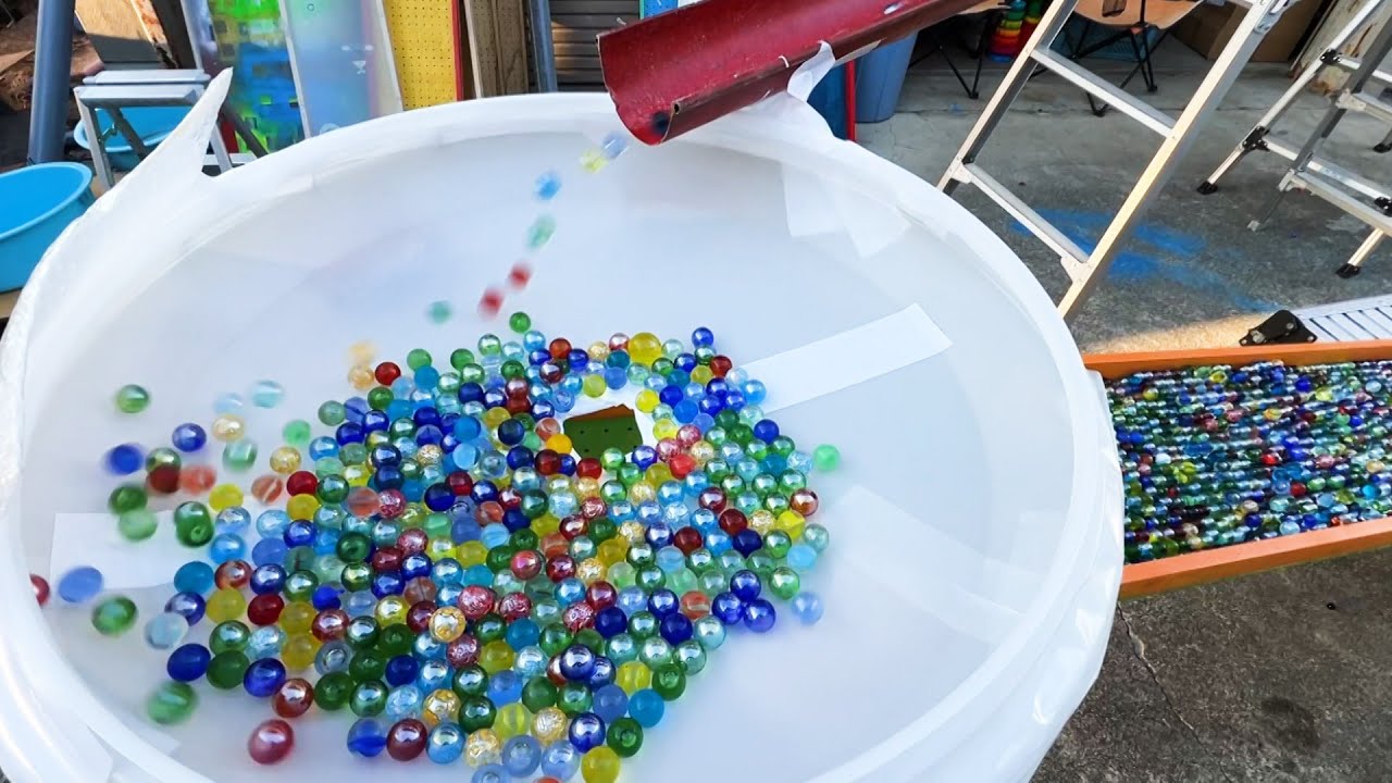 Marble Run☆Handmade rain gutter circular slope go back & billiard balls ...