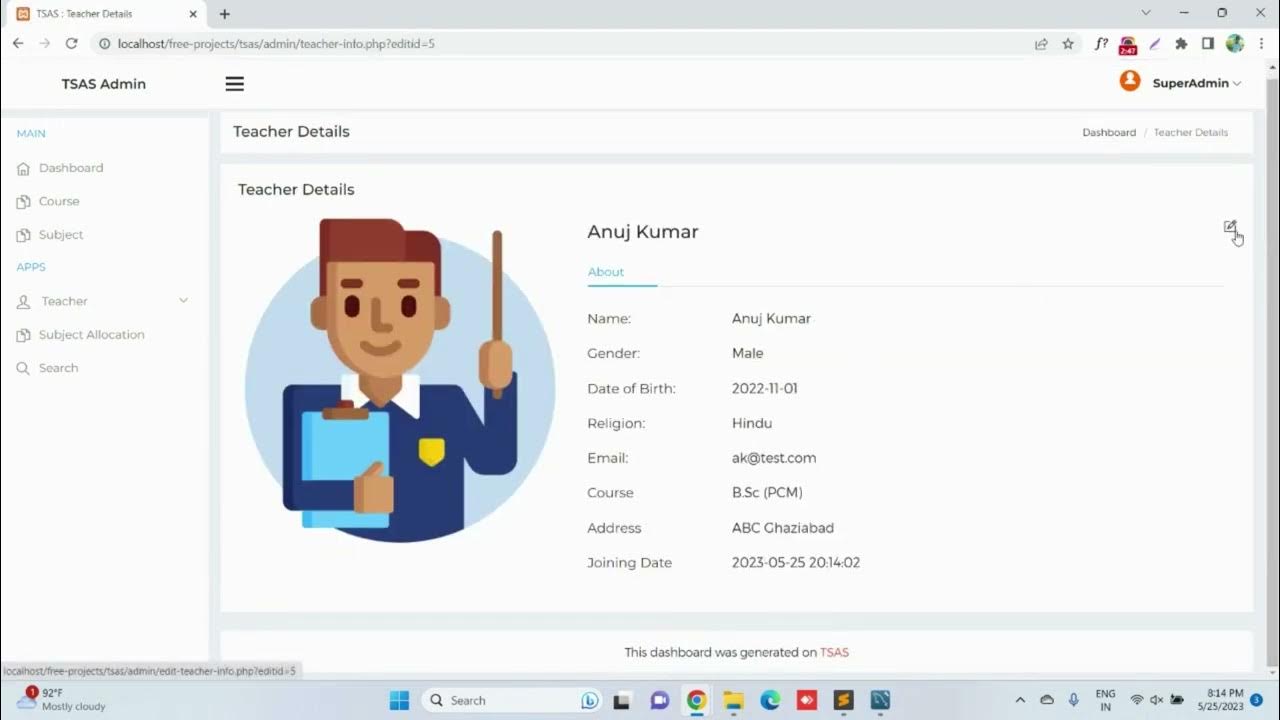 Teacher Subject Allocation System using PHP and MySQL | PHPGurukul - YouTube