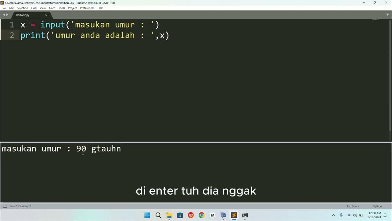 PENJELASAN LATIHAN2.PY | BEKERJA DENGAN CMD (COMMAND PROMPT) - YouTube