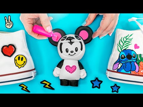 🥰 COMO DESENHAR em TECLAS, CUSTOMIZAR ALLSTAR e PINTAR TOY ART 🤩 Stitch, Elsa, Anna e Mickey