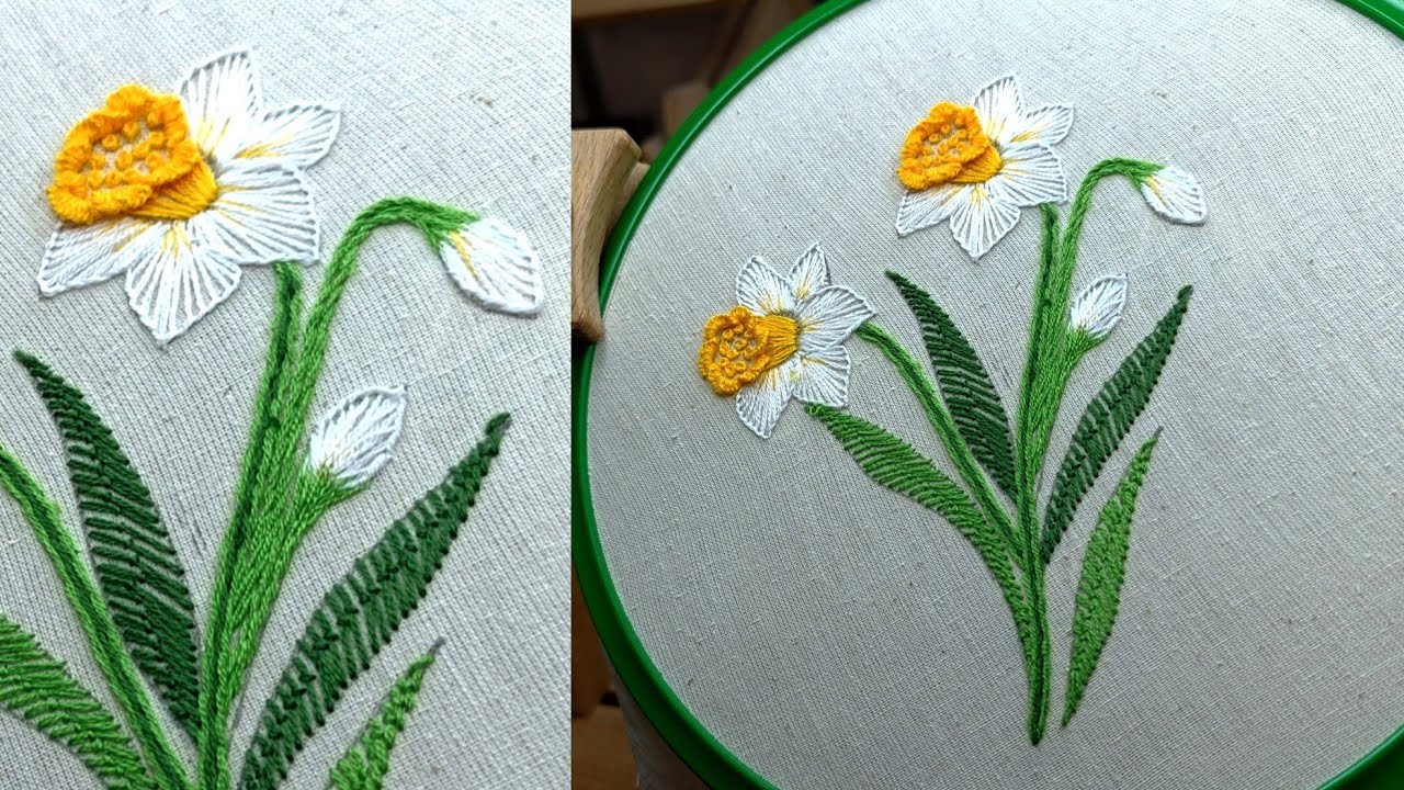 Embroider Daffodils on a Tote Bag | Beginner Friendly Floral Embroidery ...
