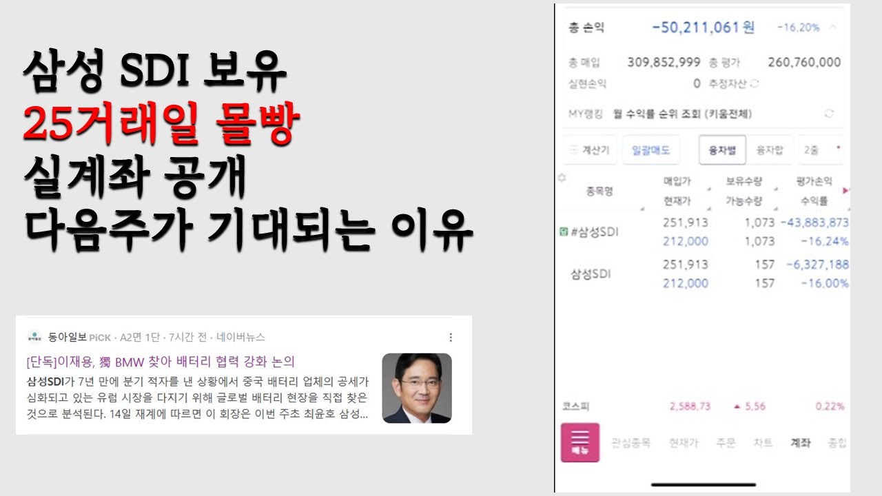 삼성SDI 25거래일 몰빵 실계좌 공개 다음주가 기대되는 이유 - YouTube