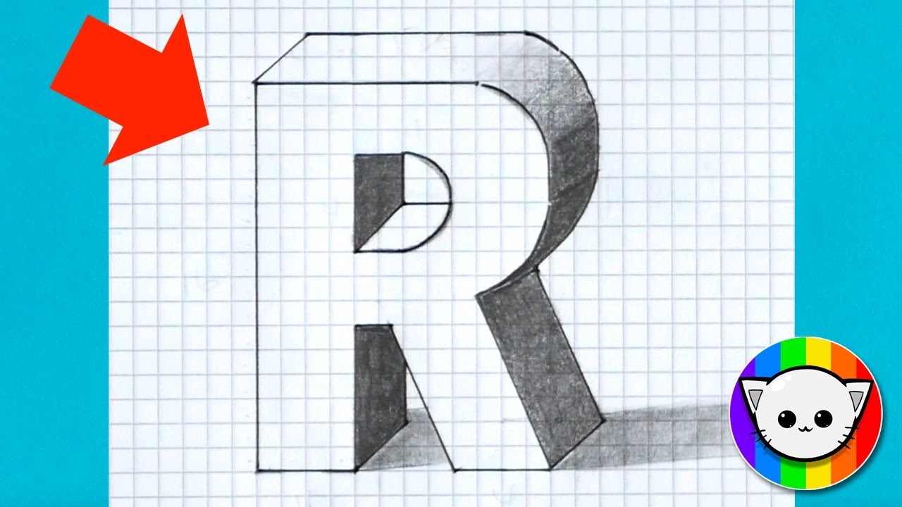 How to draw letter R 3D - grid paper || Easy trick art - YouTube
