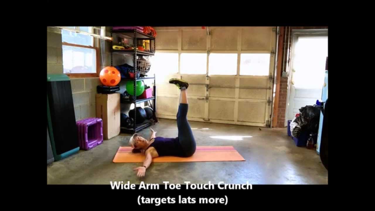 Toe Touch Crunches with Wide Arm Progression - YouTube