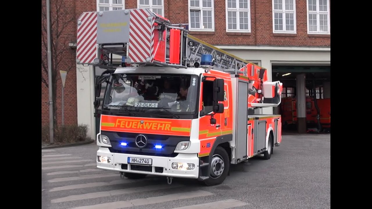 [Neue DLK] Löschgruppe + RTW Feuerwehr Hamburg Berliner Tor - YouTube