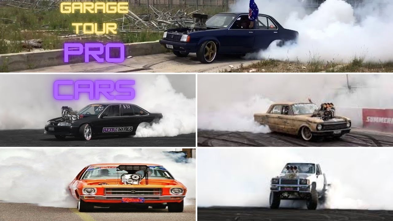 Burnout Masters Garage Tour Pro Cars - YouTube