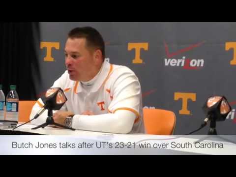 Butch Jones comments UT's 23-21 win over South Carolina - YouTube