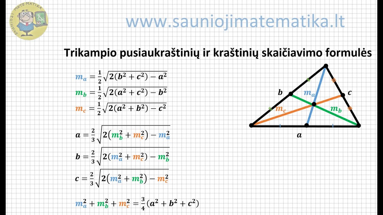 Trikampio pusiaukraštinė (2 dalis): pusiaukraštinių ir kraštinių ...