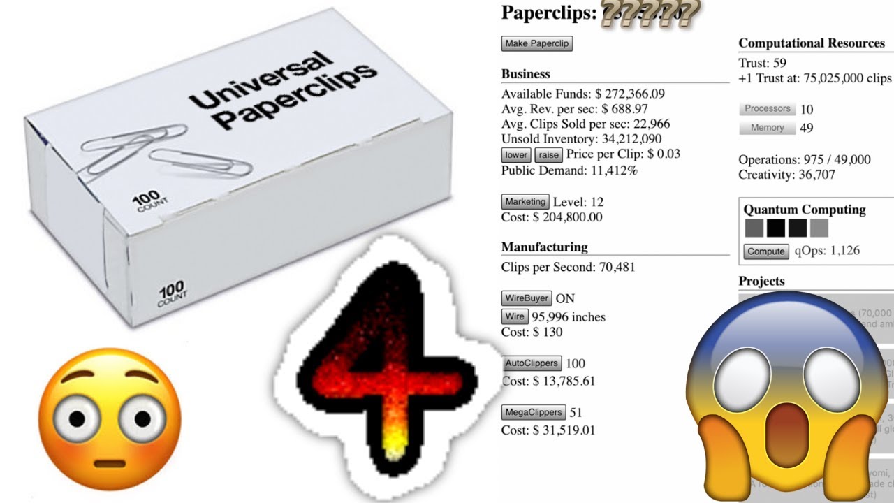 Universal Paperclips Episode 4: TONS OF PROGRESS! - YouTube