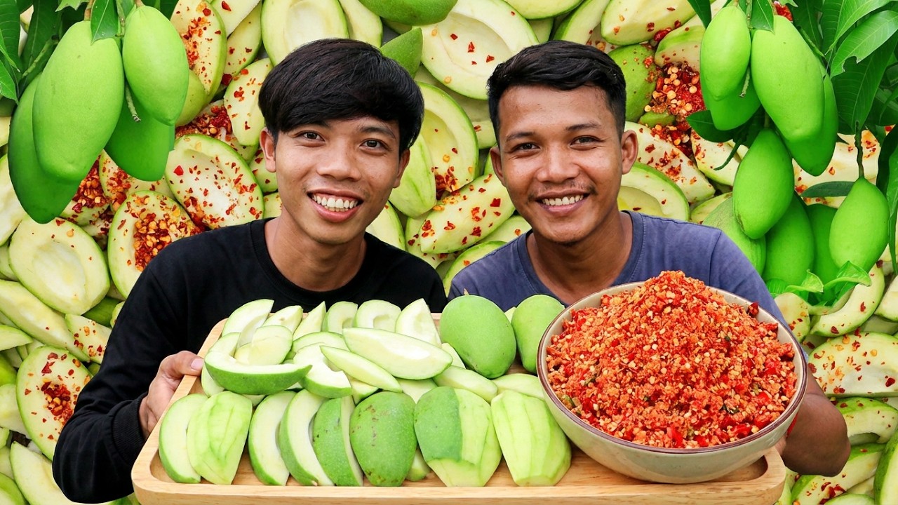 WOW! EAT MANGO WITH CHILI SALT SO SPICY | VERY SPICY EATING MANGO WITH ...