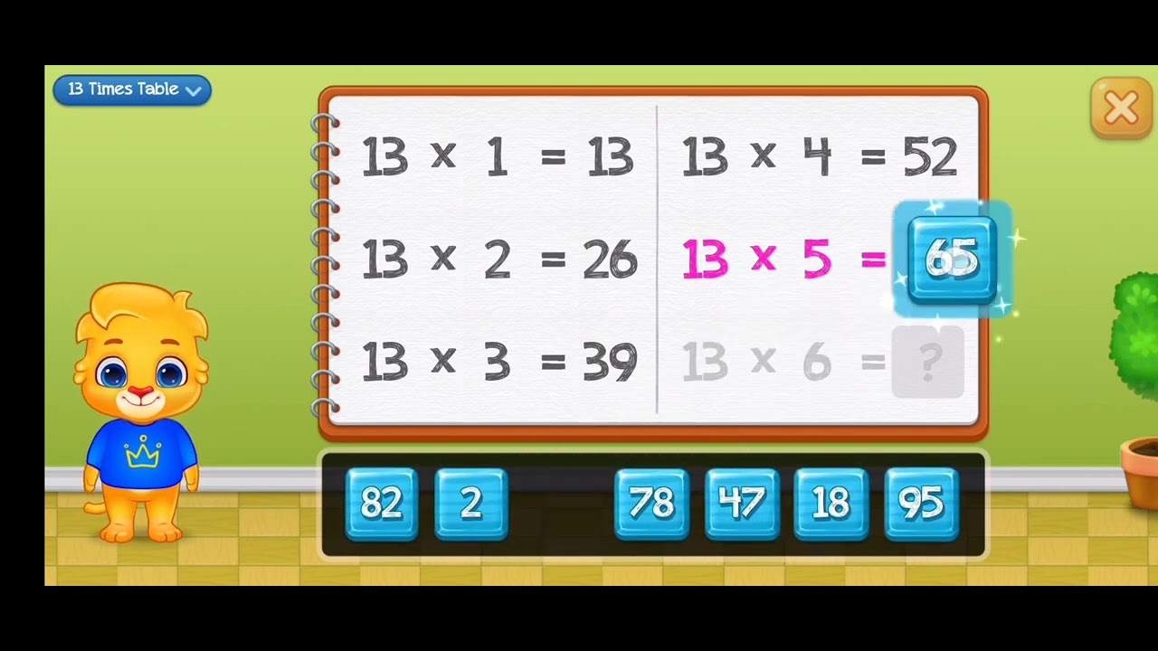13x1=13 Multiplication, Table of 13 Tables SongMultiplication Time of ...