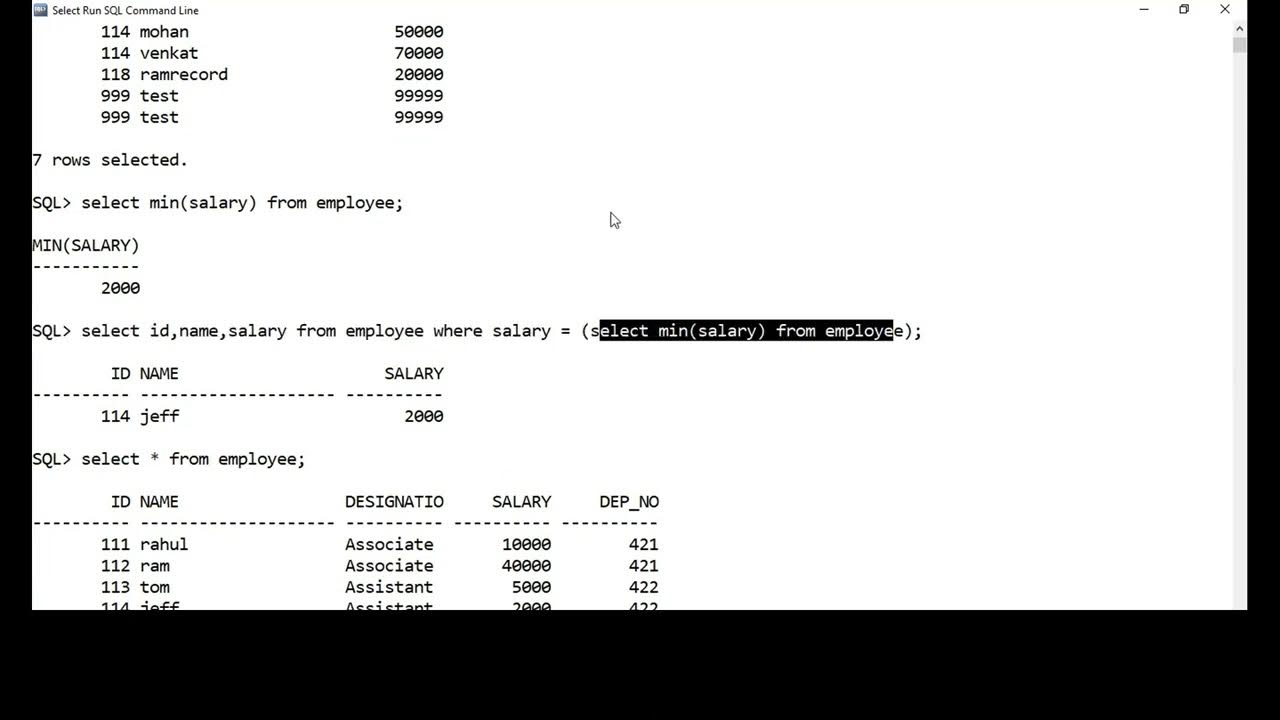 SQL - Introduction to Sub Queries (using Oracle) - Nested Sub Queries ...