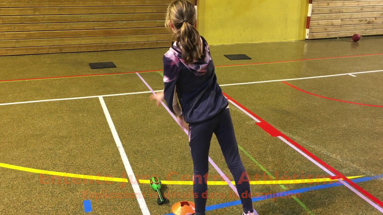 Apprentissage lancer javelot pour U10-U12 en circuit indoor - EJCA - YouTube