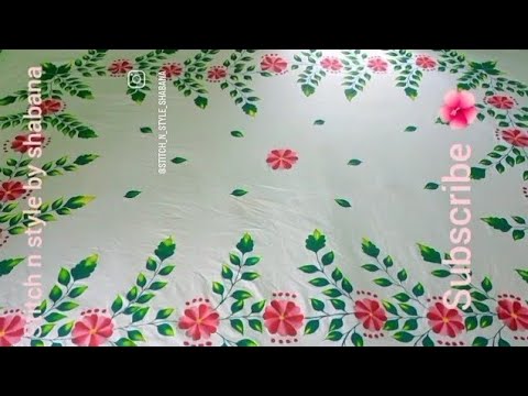Tow colour combination bedsheet design||bedsheet painting||stitch n ...