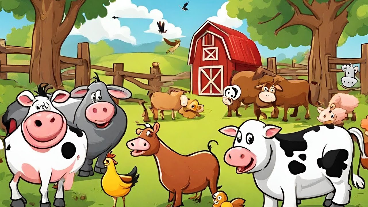 Cute Farm Animals 🐱🐰 | Cow, Sheep, Dog, Duck | Animal Names And Sounds ...
