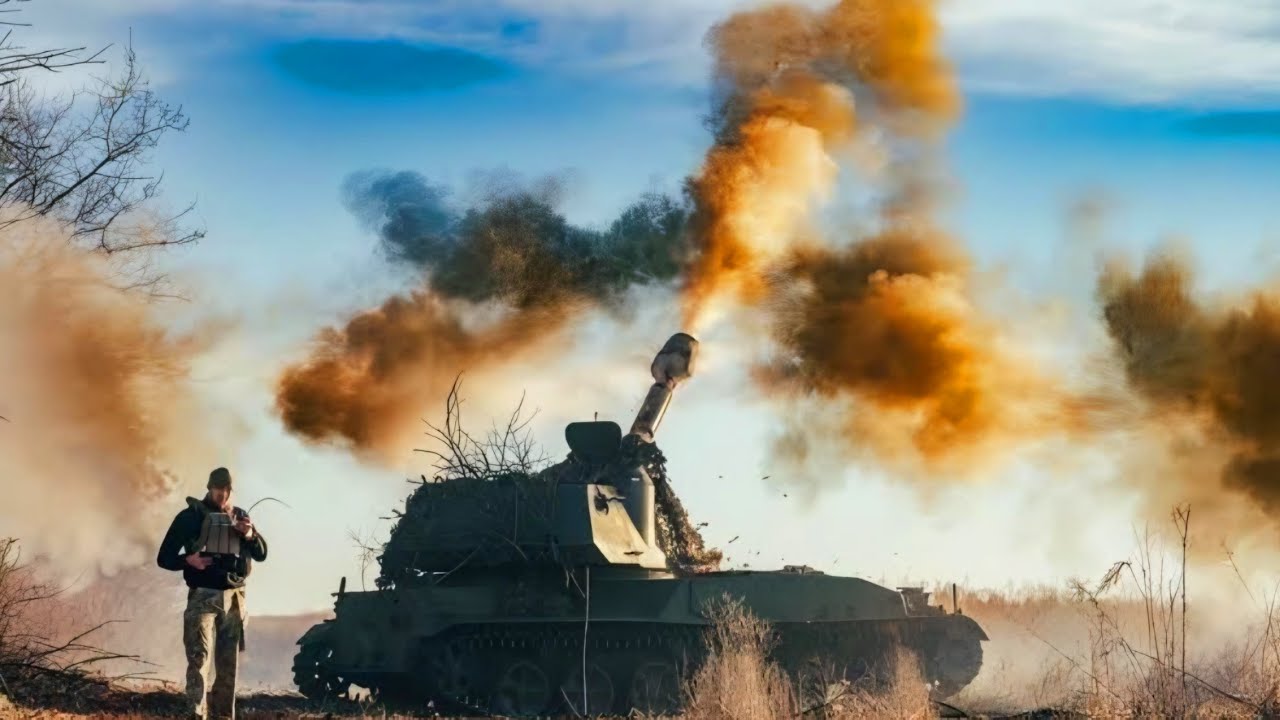Russian AKATSIYA 2S3 Attack Destroys Ukrainian Leopard and M1A1 Tanks ...