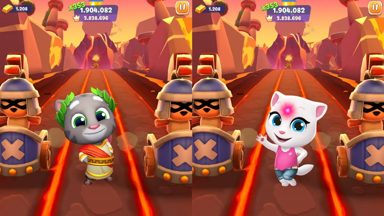 Talking Tom Time Rush New update Level 355 - Lightning angela vs roman ...