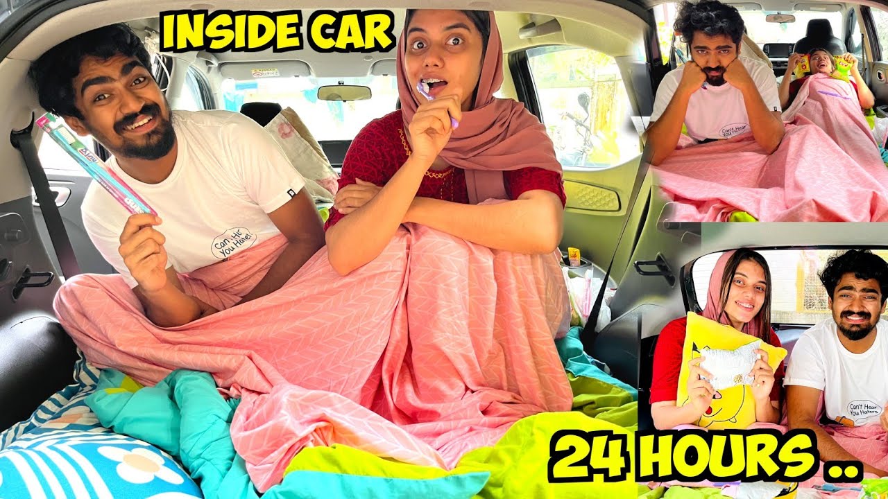 Living Inside *CAR For 24 hours CHALLENGE🚗🔥 ഒരു ദിവസം മുഴുവൻ കാറിൽ ജീവിതം 😂 Not Easy 🥲 - YouTube