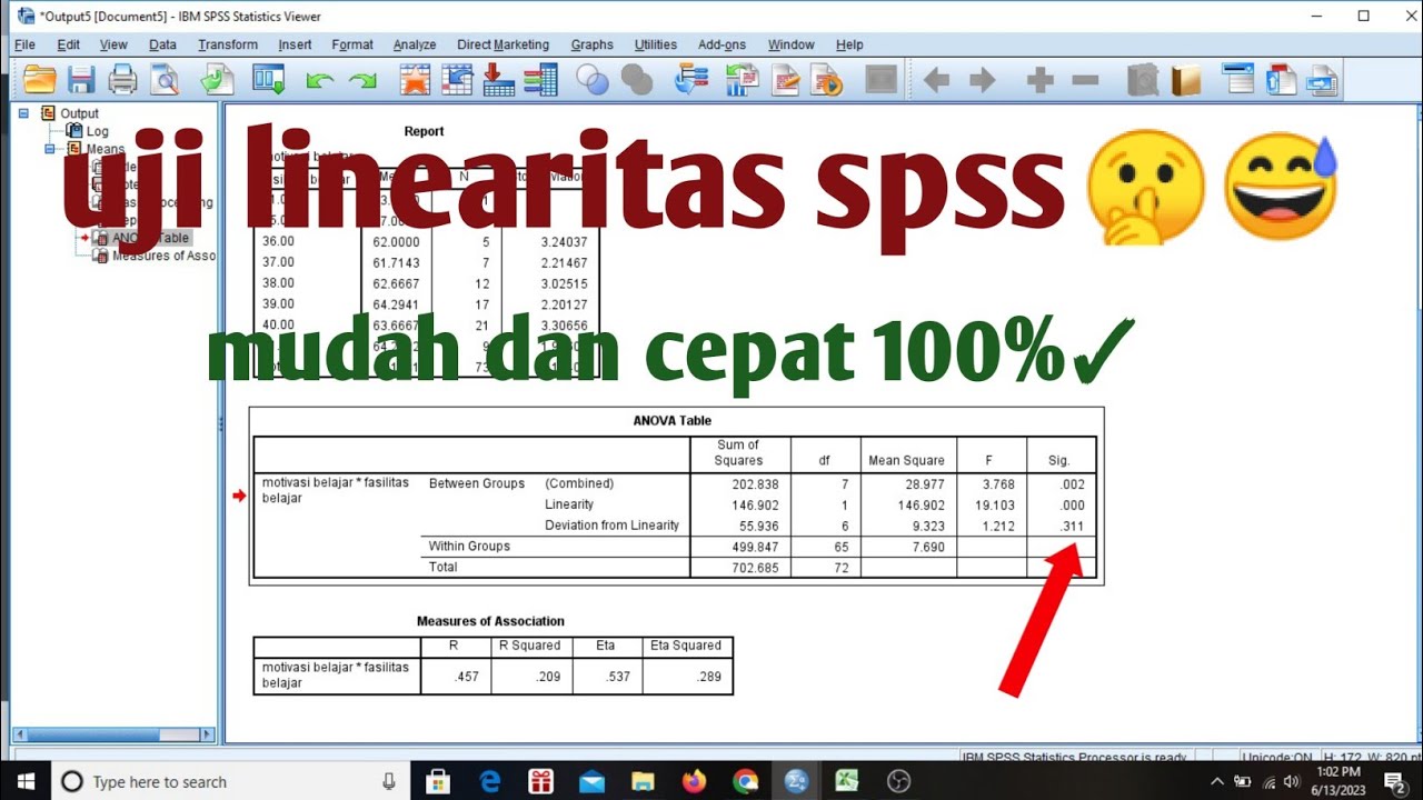 UJI LINEARITAS SPSS 🔜 begini cara singkat uji linearitas di spss ...