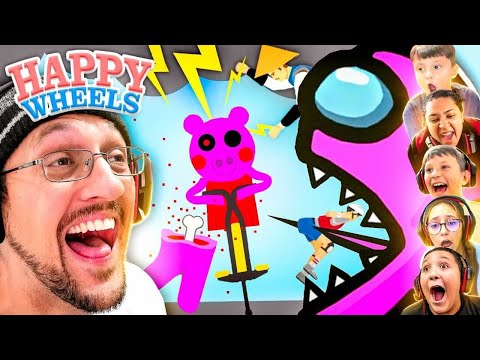 HAPPY WHEELS 6 Player Race!  Lose = Delete Youtube Channel (FGTeeV x Among Us, Piggy, Mortal Kombat)