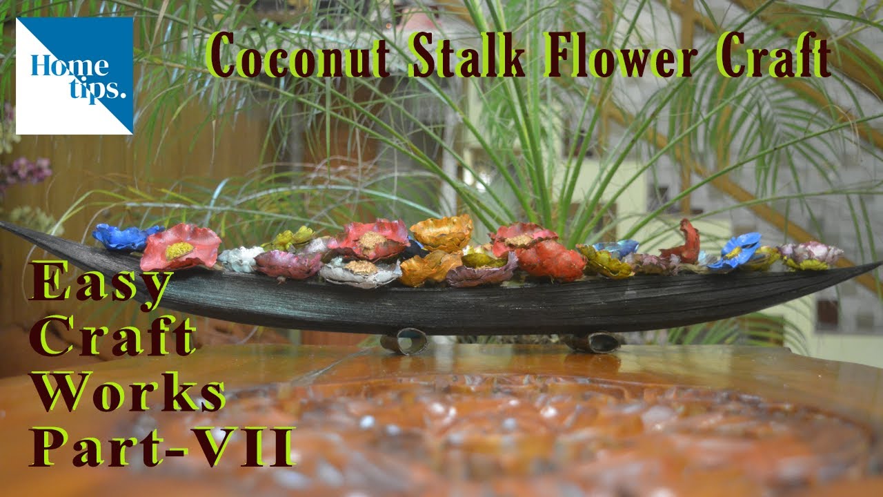 Coconut Stalk Flower Craft. Easy Craft Work Part VII - YouTube