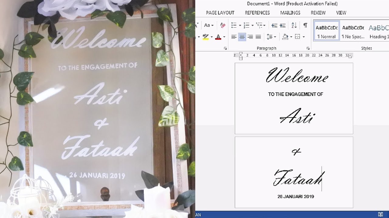 QnA dan cara bikin tulisan welcome engagement pakai MsWord | dekorasi ...