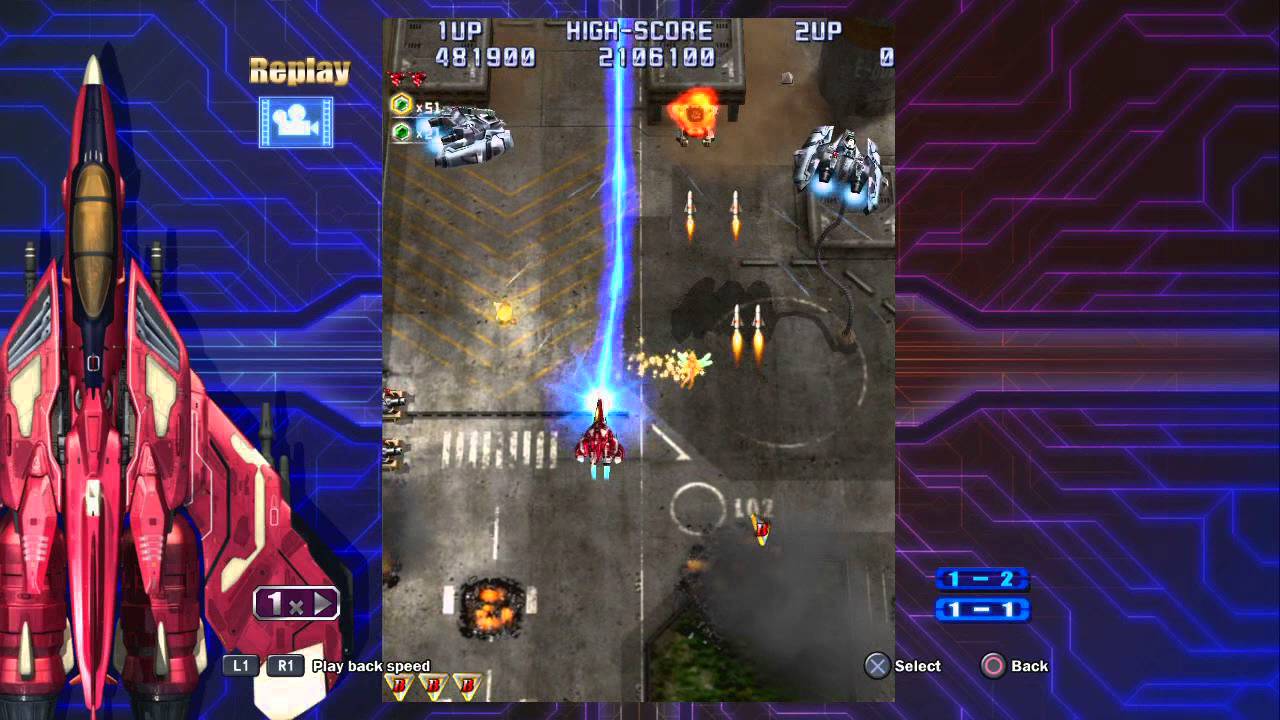 Raiden VI Overkill Ps3, 1st lvl, no bombs no deaths. - YouTube