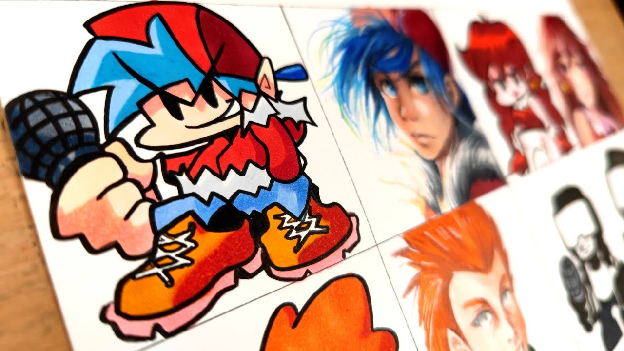 Drawing FNF Cartoon vs Realistic [ FRIDAY NIGHT FUNKIN' ] - YouTube