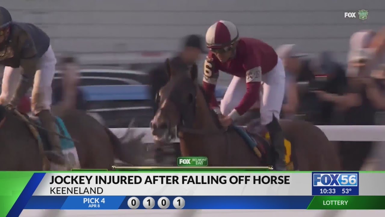 Jockey injured after falling from horse at Keeneland - YouTube