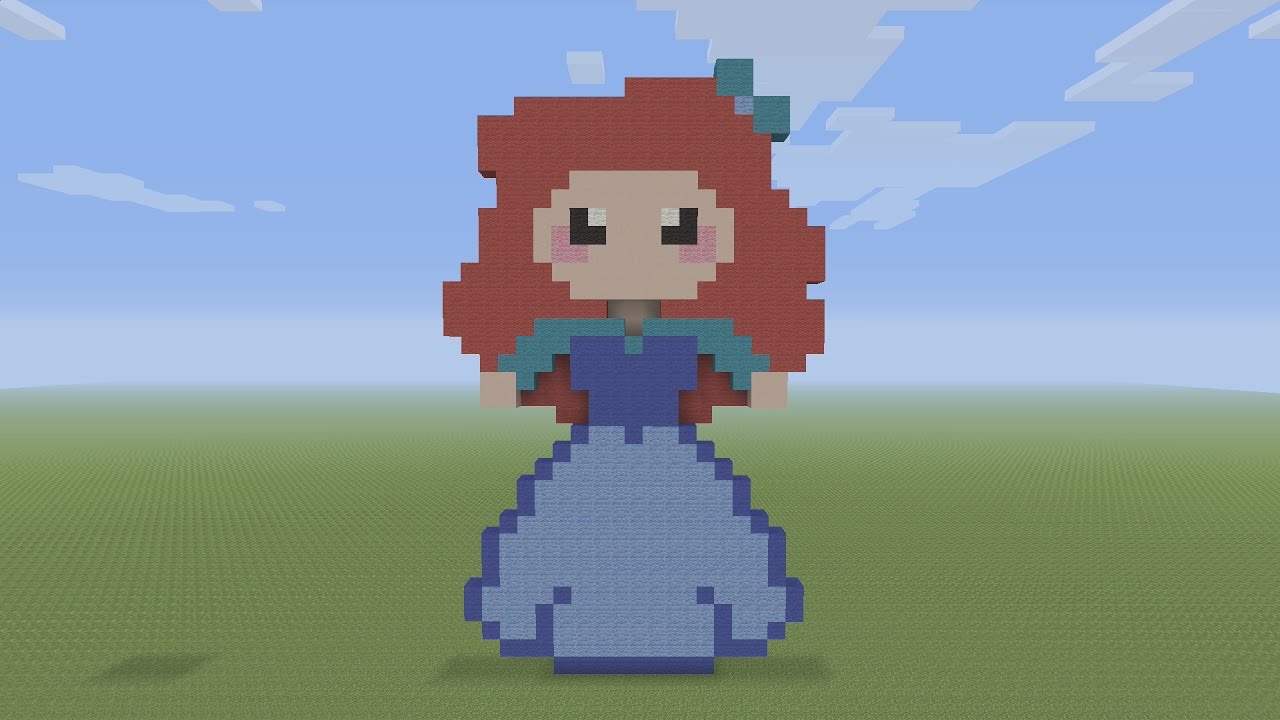 Minecraft Pixel Art - Ariel In Her Blue Dress From The Little Mermaid ...