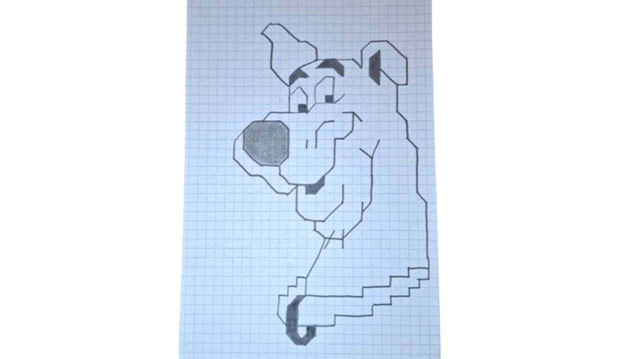 HOW TO DRAW A SIMPLE DOG ON GRAPH PAPER/Tutorial/SCOOBY DOO - YouTube