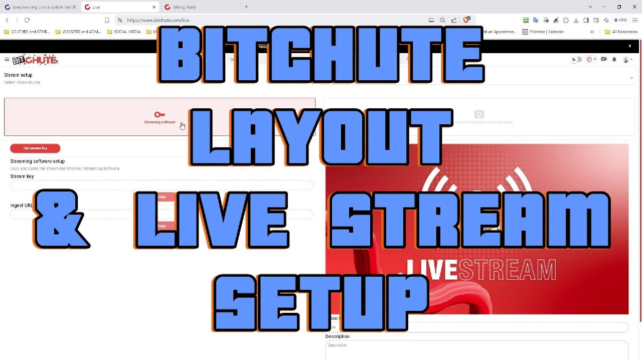 Bitchute front screen and how to livestream - YouTube