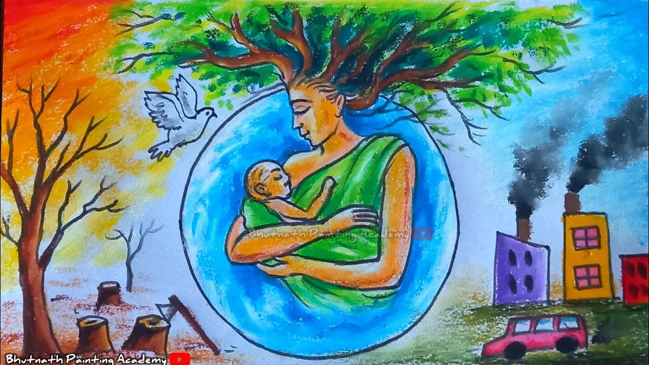 love to nature drawing||World Earth Day drawing||Save environment ...