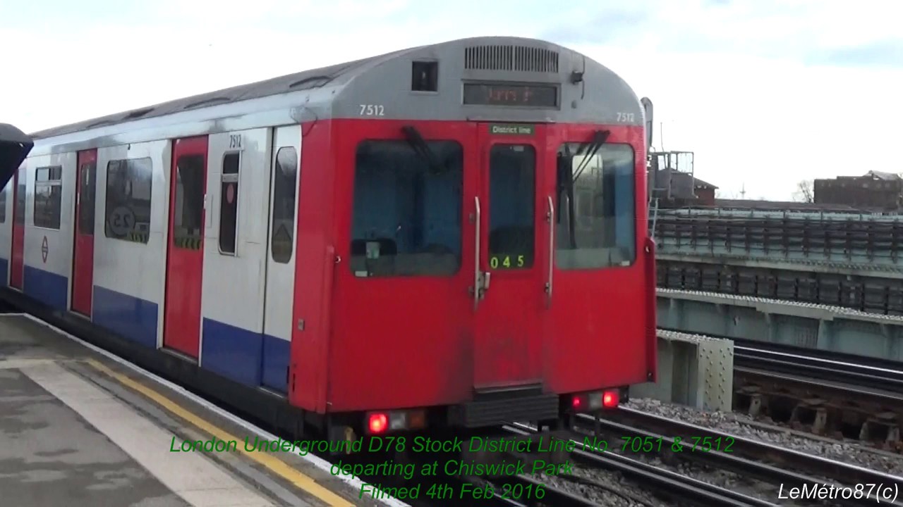 District Line D78 Stock No. 7051 departs at Chiswick Park - YouTube