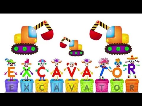 E for Excavator | Learn ABC Alphabets With Spellings For Children | How ...