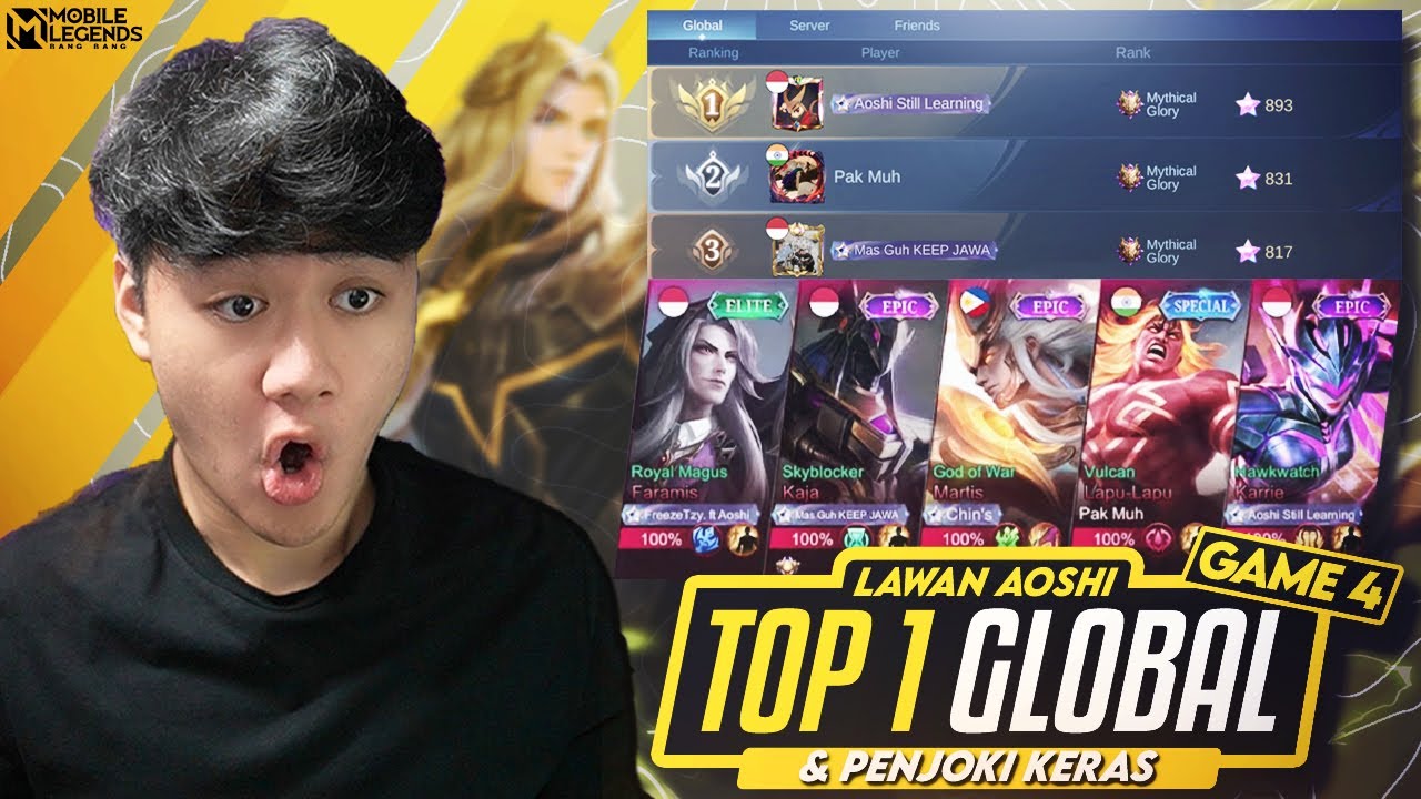 GAME 4 JEJE LAWAN TOP 1 GLOBAL AOSHI & PARTY PENJOKI KERAS ! GAME KERAS ...