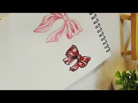 watercolor painting 🎀 || red ribbon || painting tutorial || step by ...