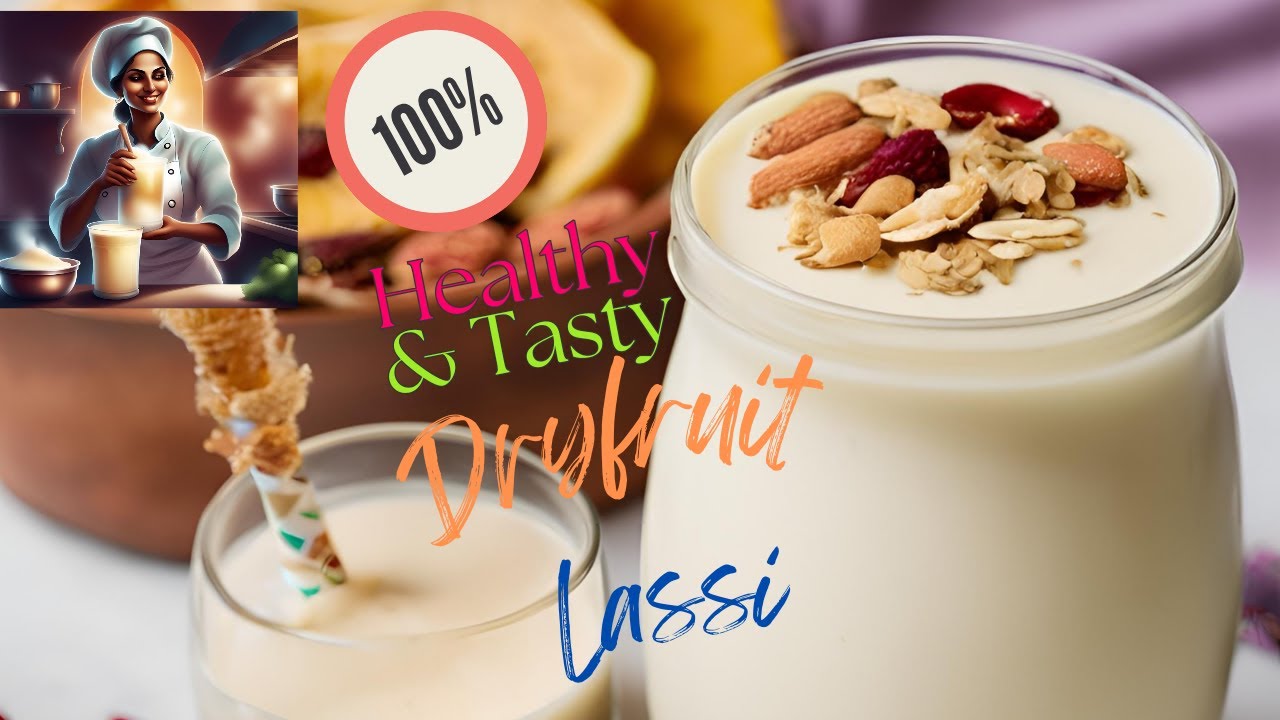 "Creamy Delight: Homemade Lassi with Curd, Milk, and Nutty Goodness! 🥛 ...