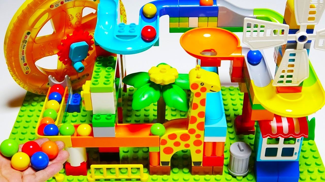 Marble run race ☆ Summary video Colorful block marble dinosaur ...