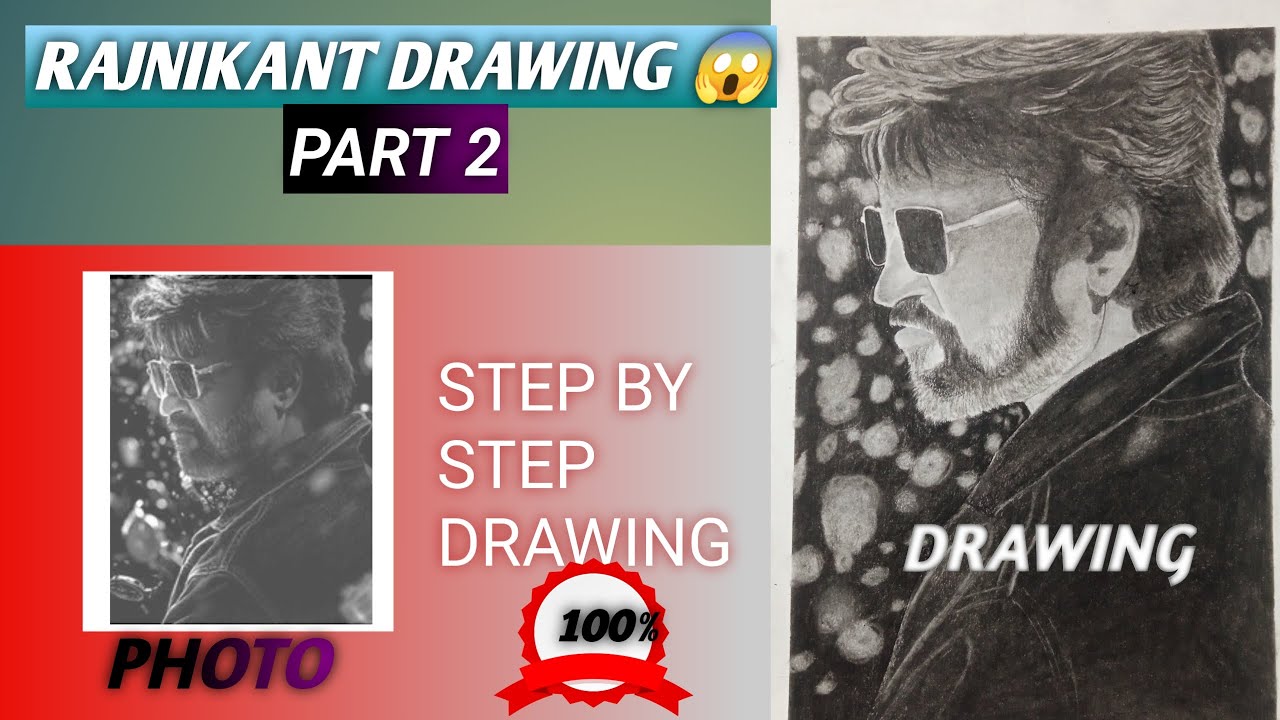 RAJNIKANT DRAWING TUTORIAL || Coolie movie drawing of rajnikant - YouTube