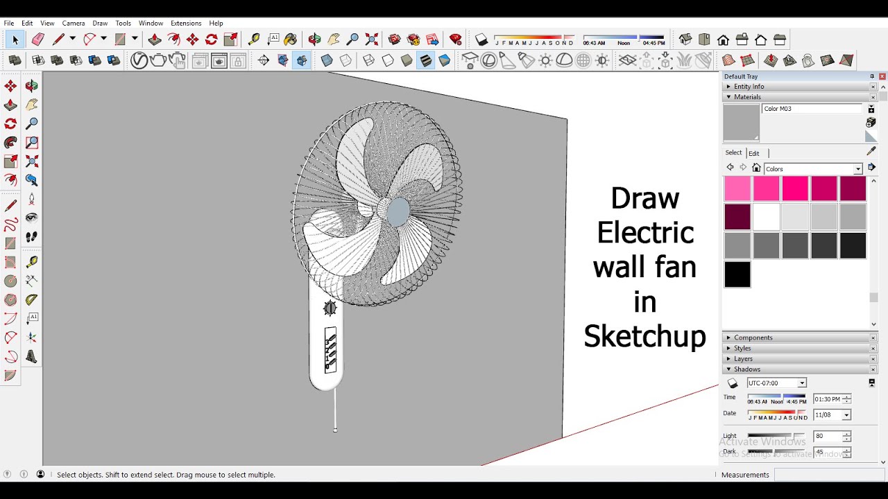 Electric wall fan in sketchup - YouTube