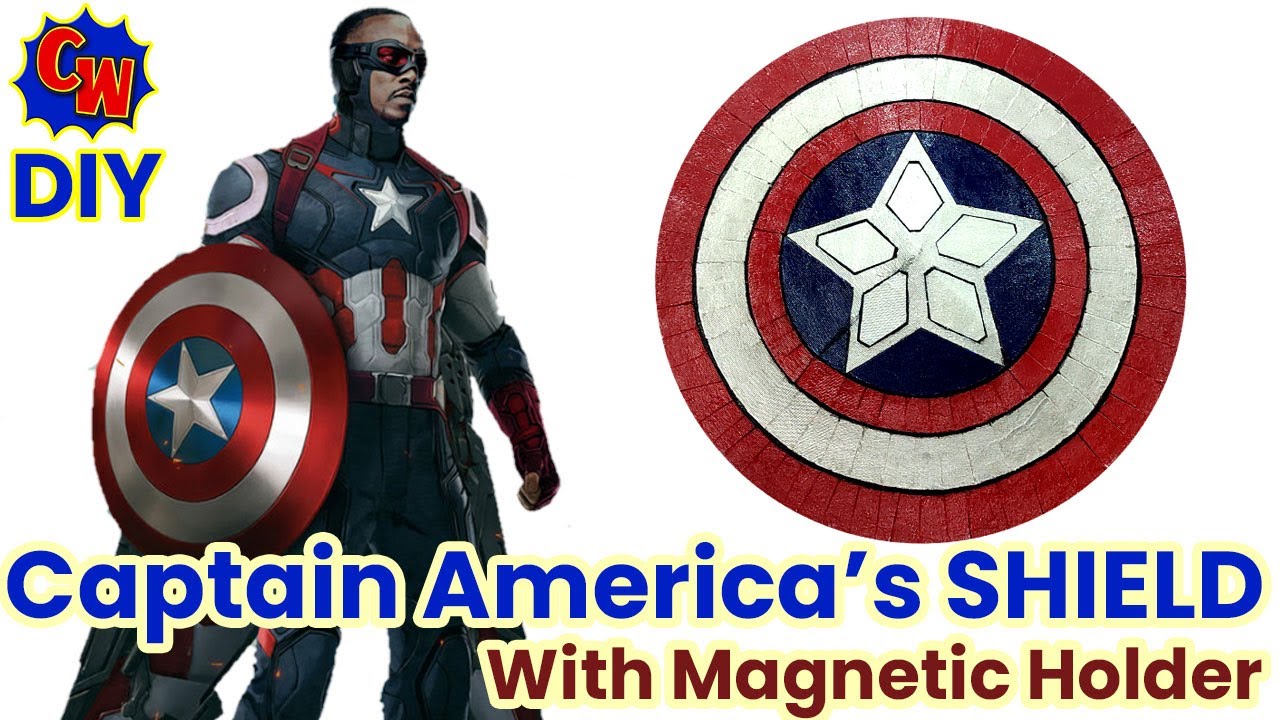 How To Make Captain America Shield With Cardboard + Magnetic Holder ...