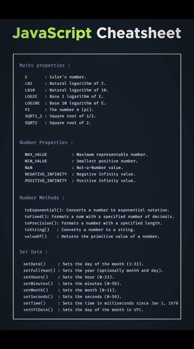Java Script Cheat Sheet Js Javascript Project Interview Interviewtips Internship Coding