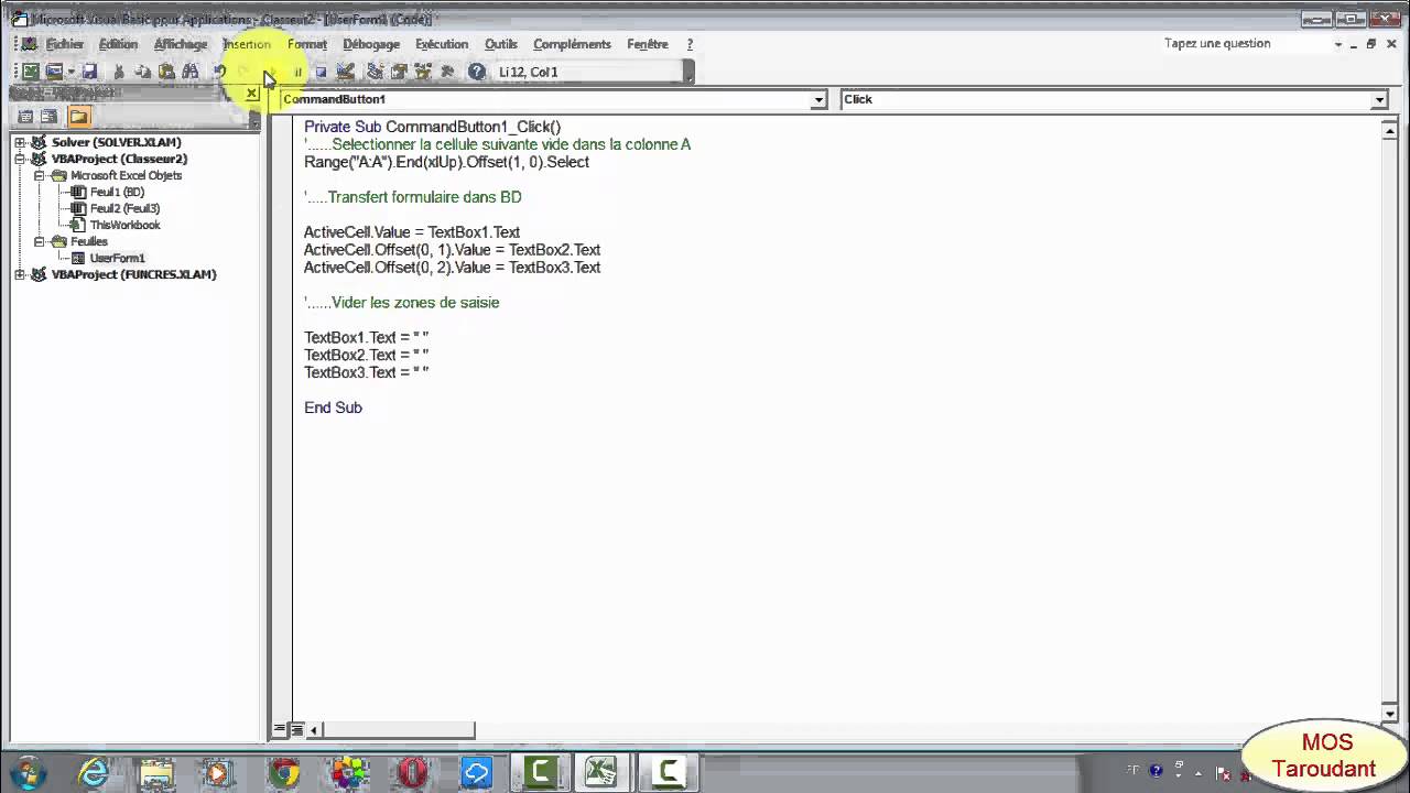 VBA UserForm: Formulaire simple d'ajout Deuxième méthode - YouTube