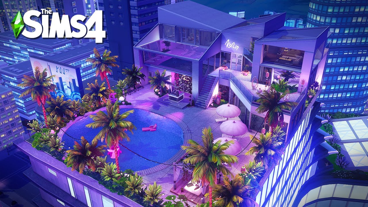 Torendi Tower Night Pool | The Sims4 Stop Motion Build | NoCC |【シムズ4建築 ...