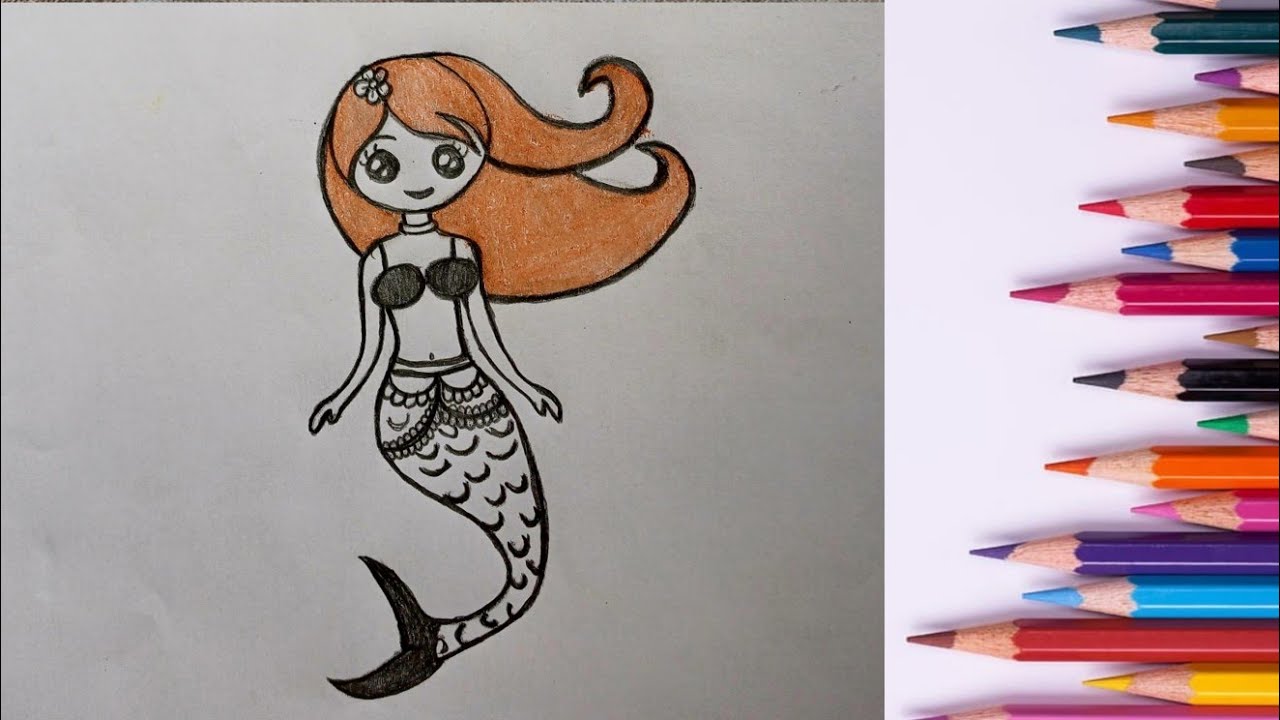 Little mermaid 🧜‍♀️ draw || how to easy Little mermaid draw || easy ...